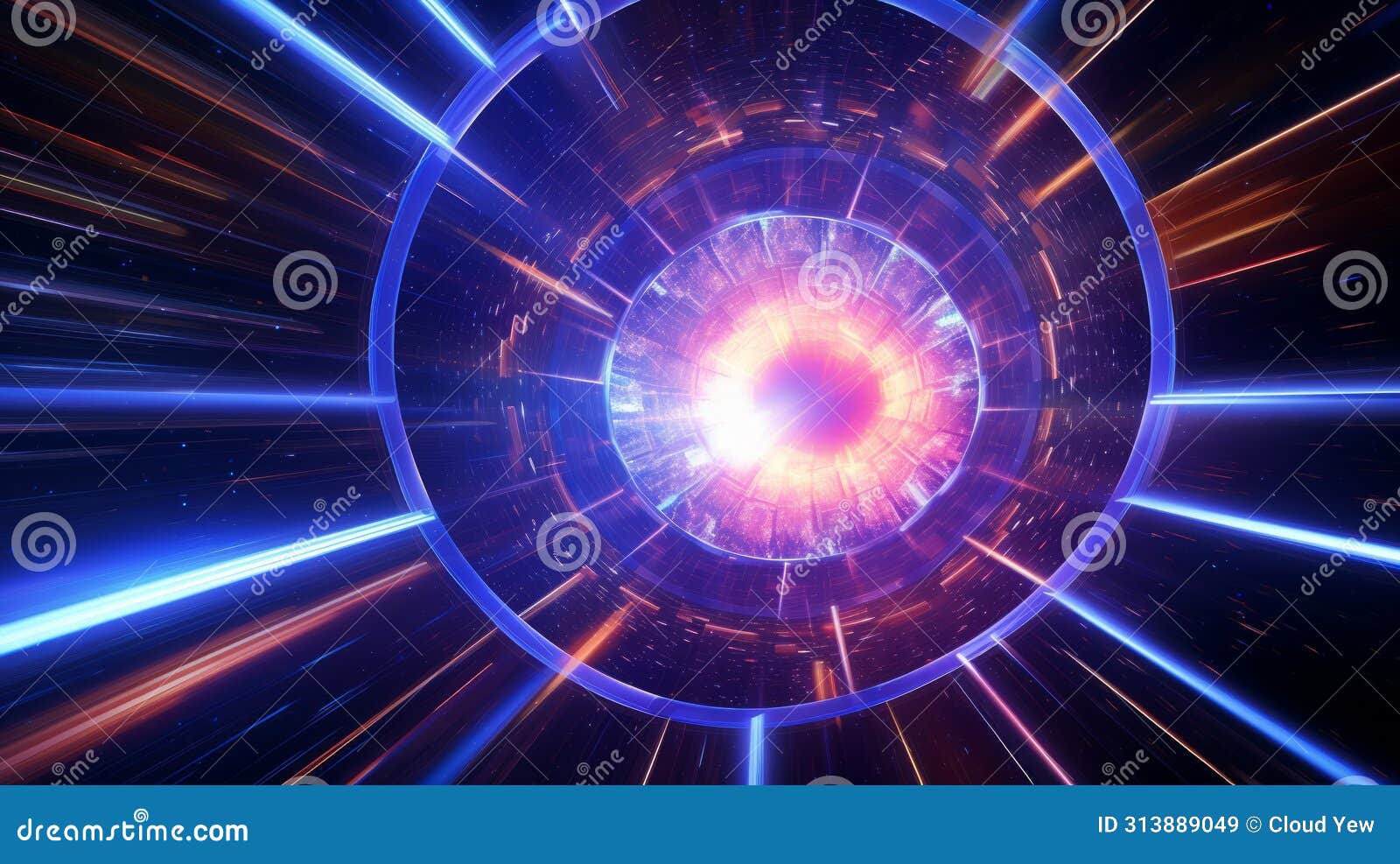 Futuristic Hyper Space Journey through a Wormhole Stock Illustration ...