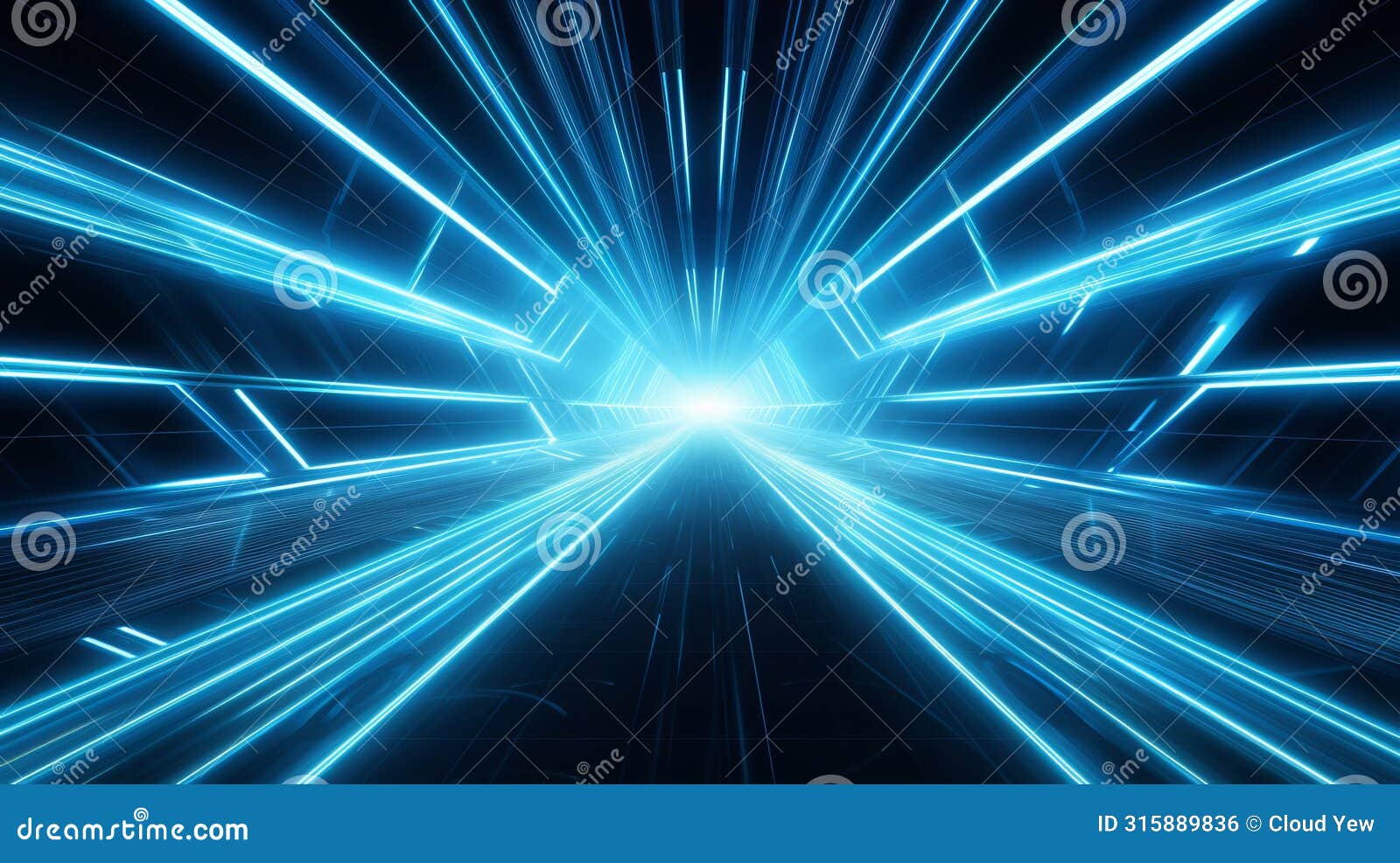Futuristic Hyper Space Tunnel with Dynamic Lights Stock Illustration ...