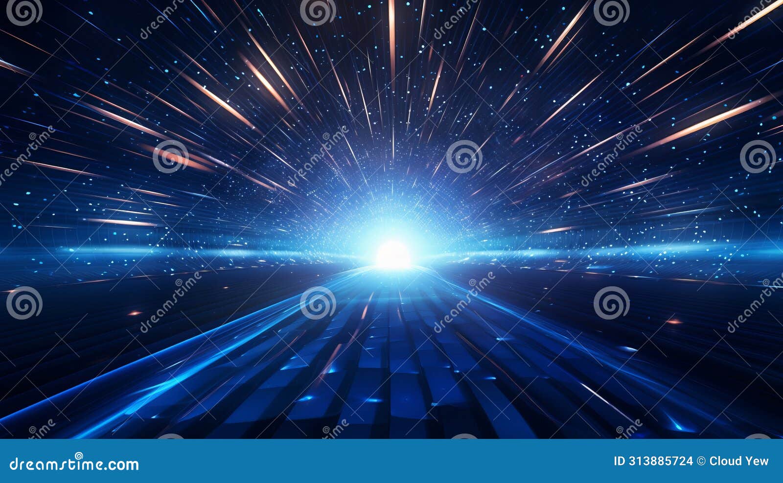 Futuristic Hyper Space Tunnel with Starry Elements Stock Illustration ...