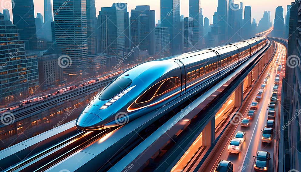 A Futuristic Hyperloop Capsule Threading through a Rugged Canyon Stock ...