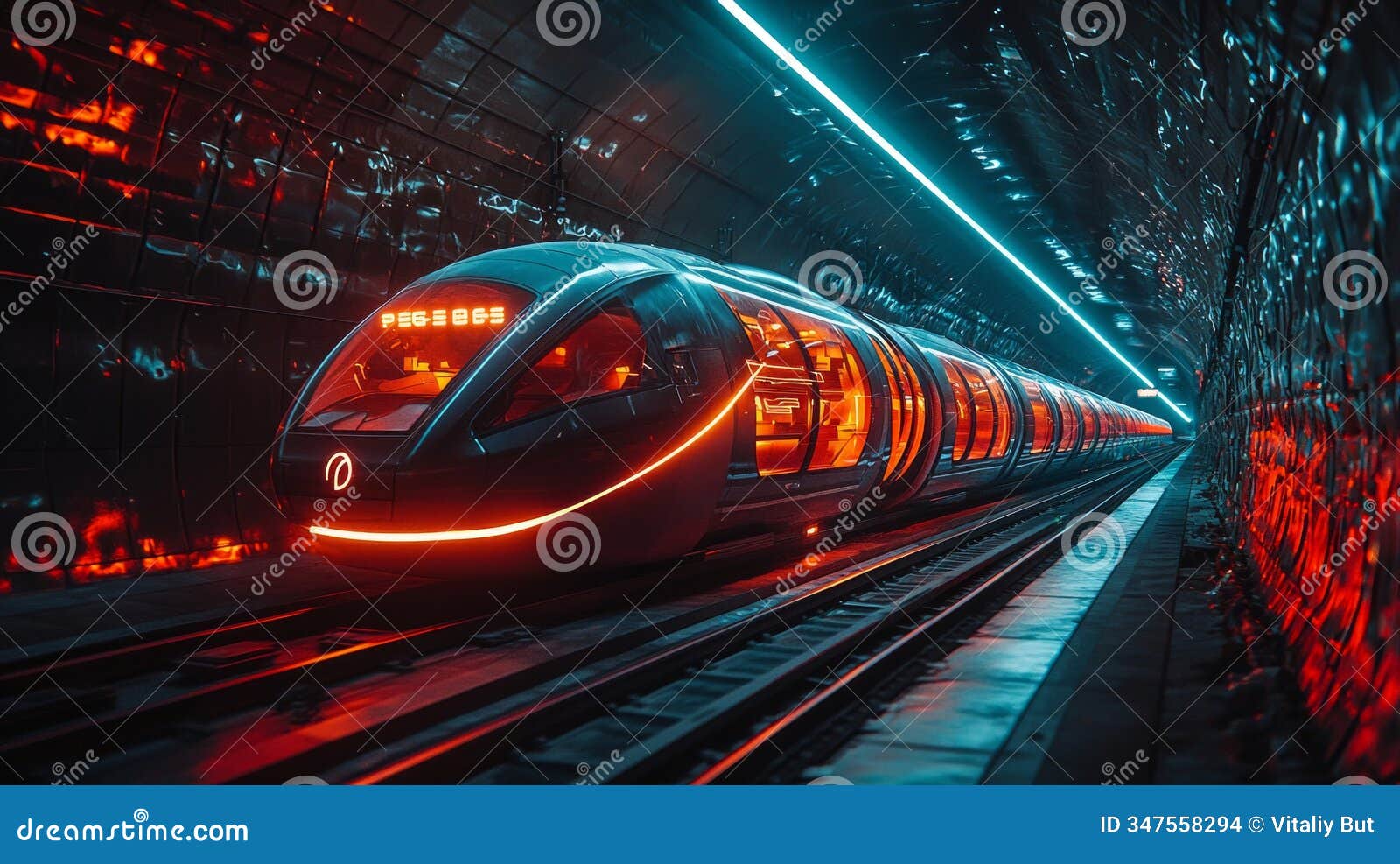 Futuristic Hyperloop Capsule Travels Advanced Tunnel Showcasing ...