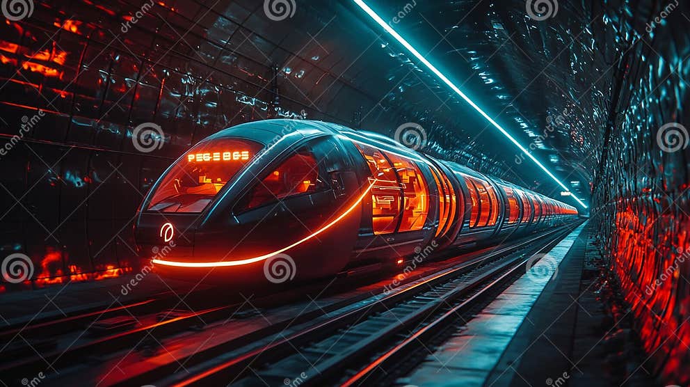 Futuristic Hyperloop Capsule Travels Advanced Tunnel Showcasing ...