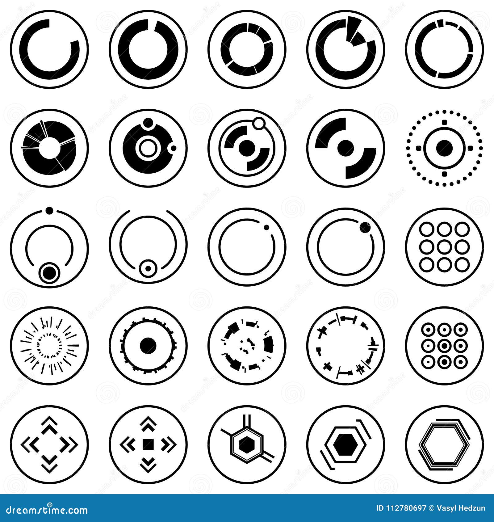 Futuristic Icons. Set of Infographic Elements and Symbols for User ...
