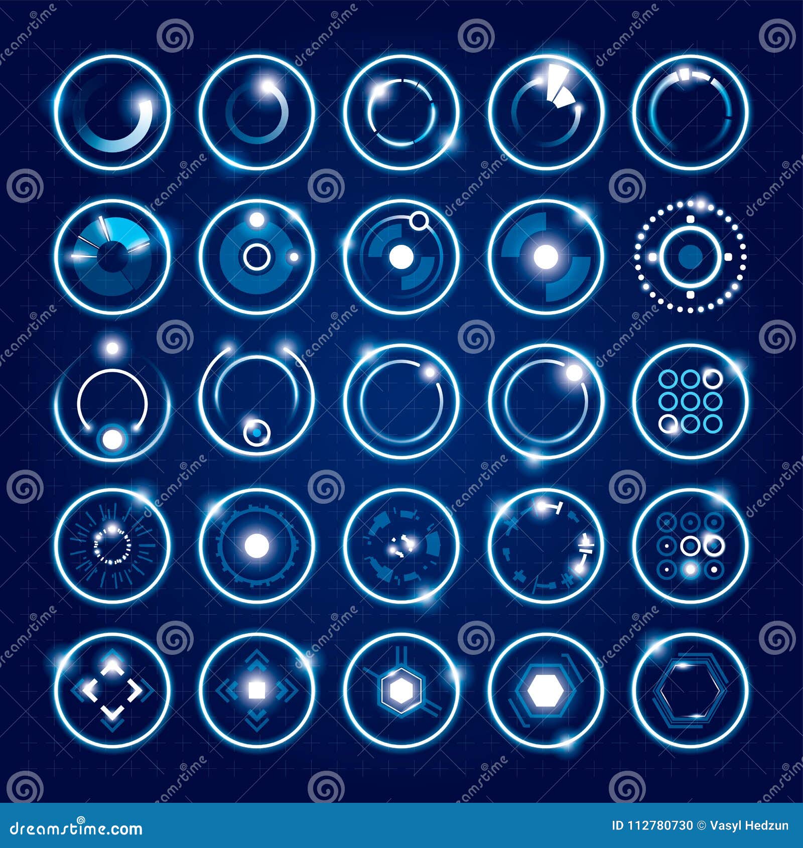 Futuristic Icons. Set of Infographic Elements and Symbols for User ...