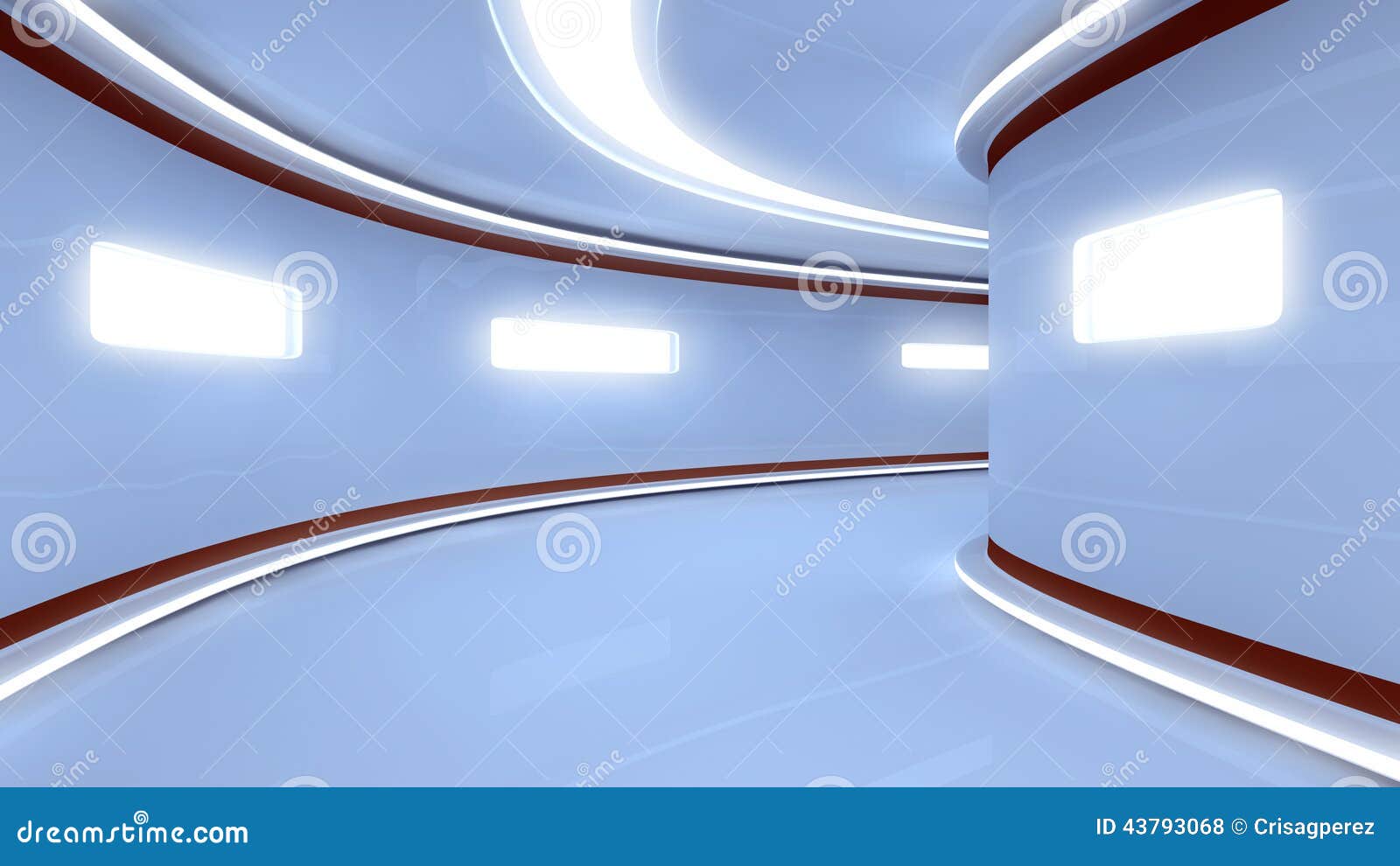 Futuristic Illuminated Long Corridor Stock Illustration - Illustration ...