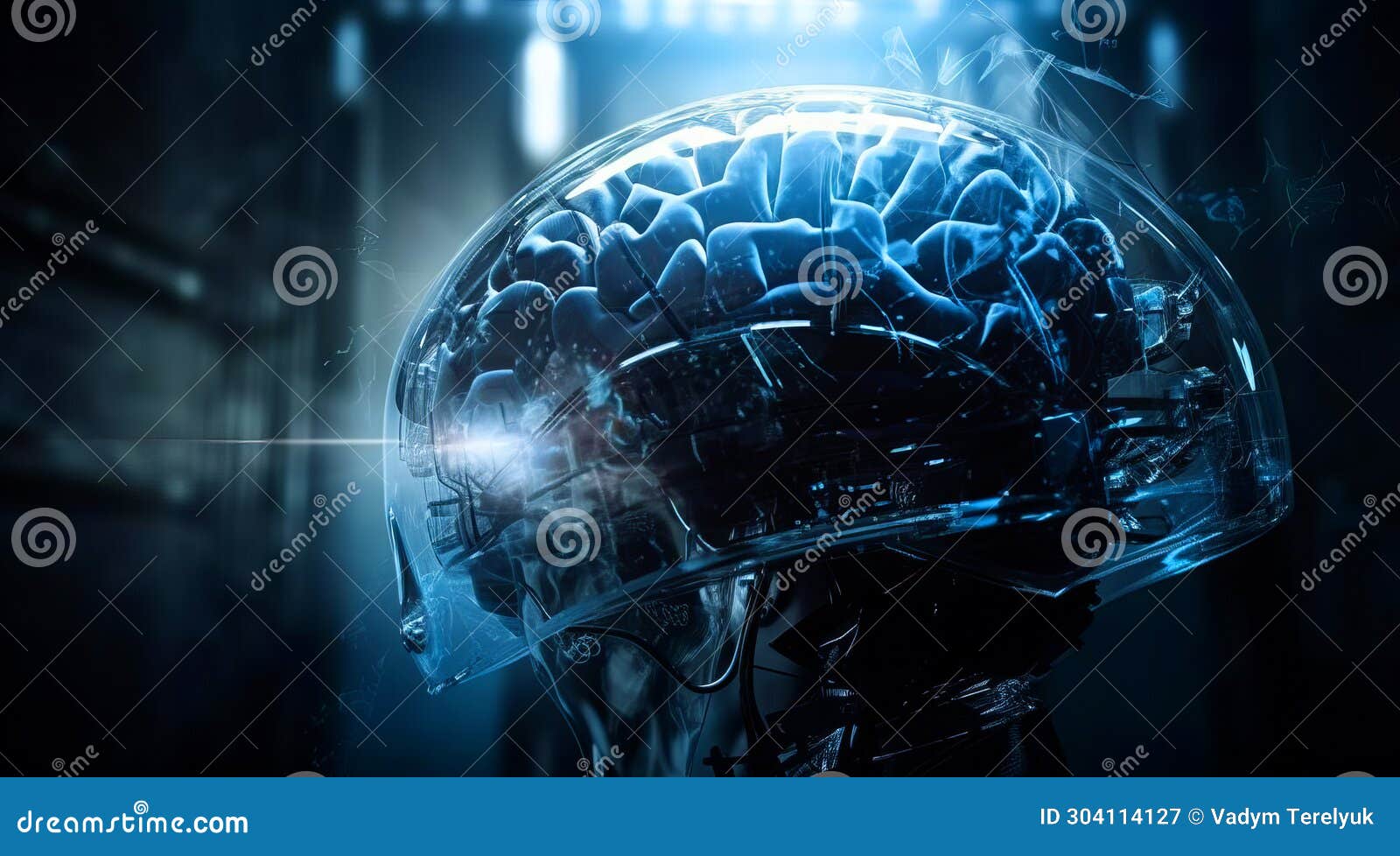 Futuristic Illustration of Brain. Abstract Artificial Brain Concept ...
