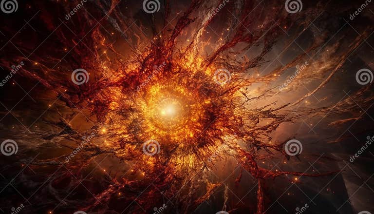 Futuristic Illustration of a Burning Milky Way Galaxy Exploding ...