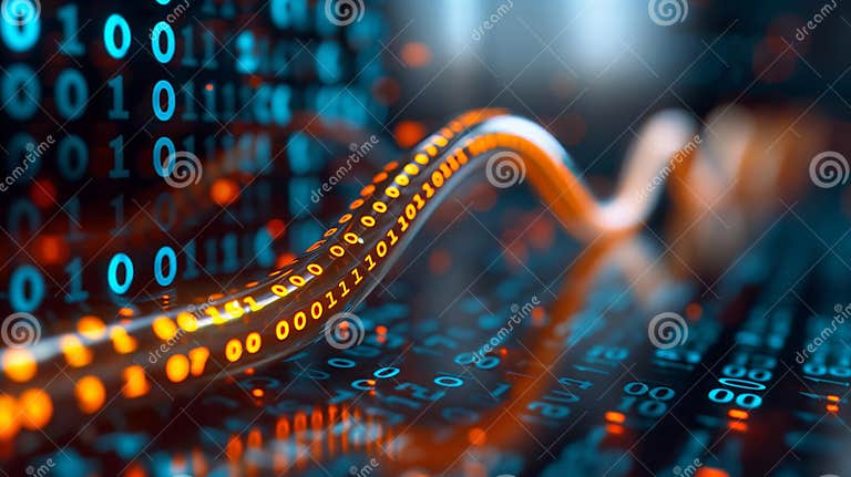 Futuristic Illustration of Digital Circuits and Binary Code Merging ...