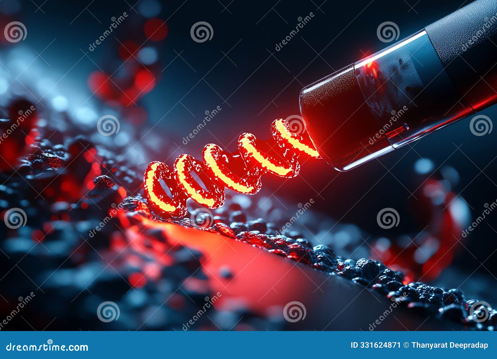 Futuristic Illustration of DNA Manipulation with a Glowing Red Helix ...