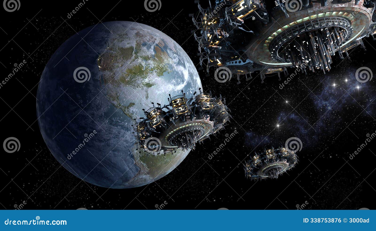 Alien Flying Saucers Invade Earth Royalty-Free Cartoon | CartoonDealer ...