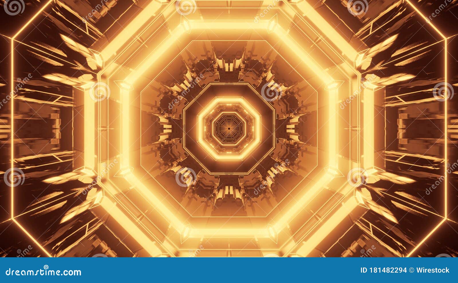 Futuristic Illustration with Golden Laser Lights Stock Illustration ...