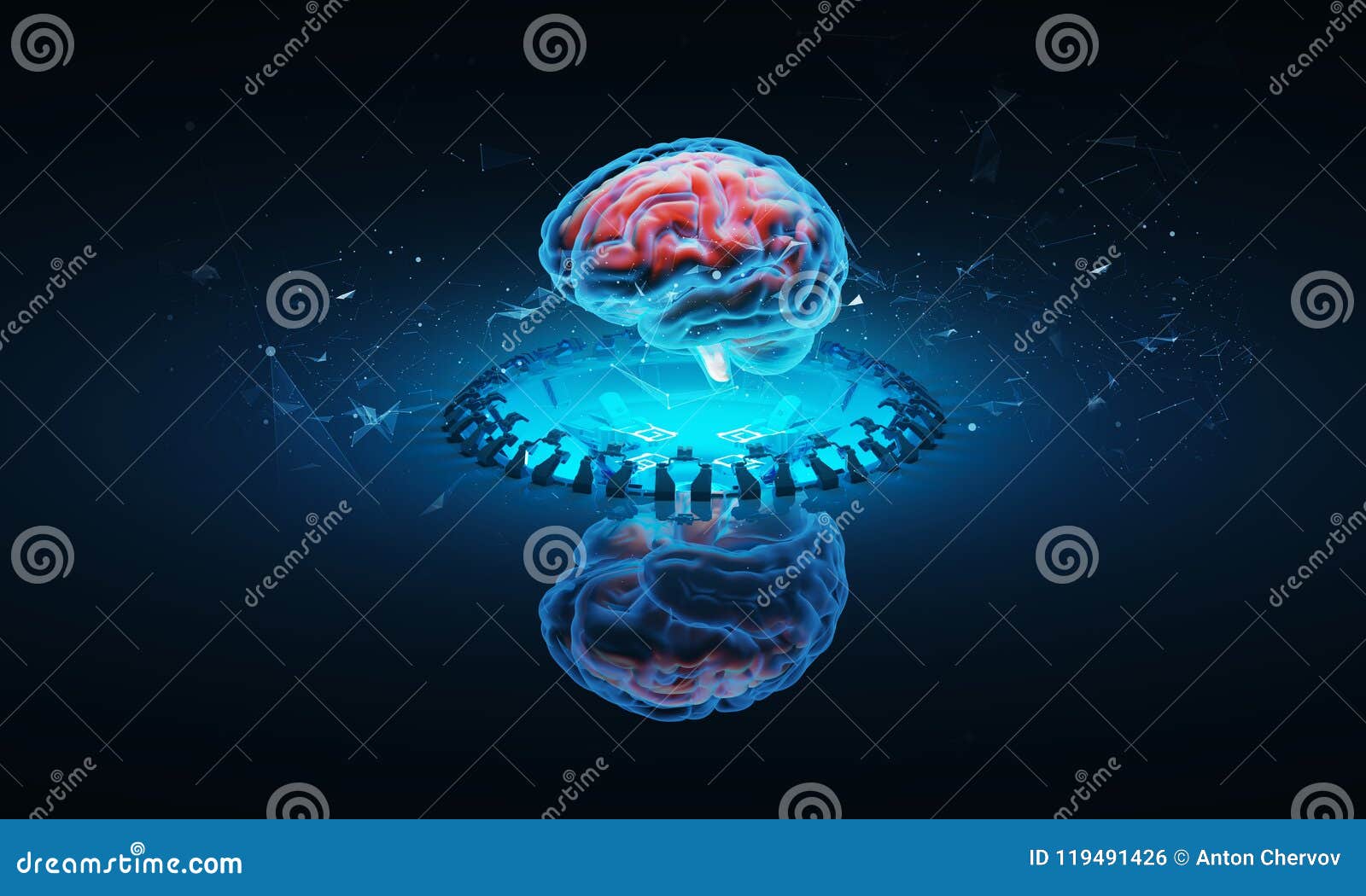 Futuristic Illustration of Hologram of the Brain Stock Illustration ...