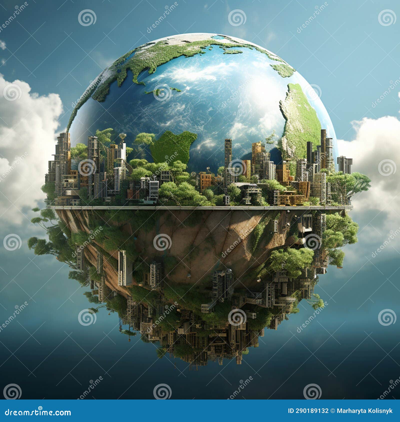 Futuristic Illustration with Planet Earth 3 Stock Illustration ...