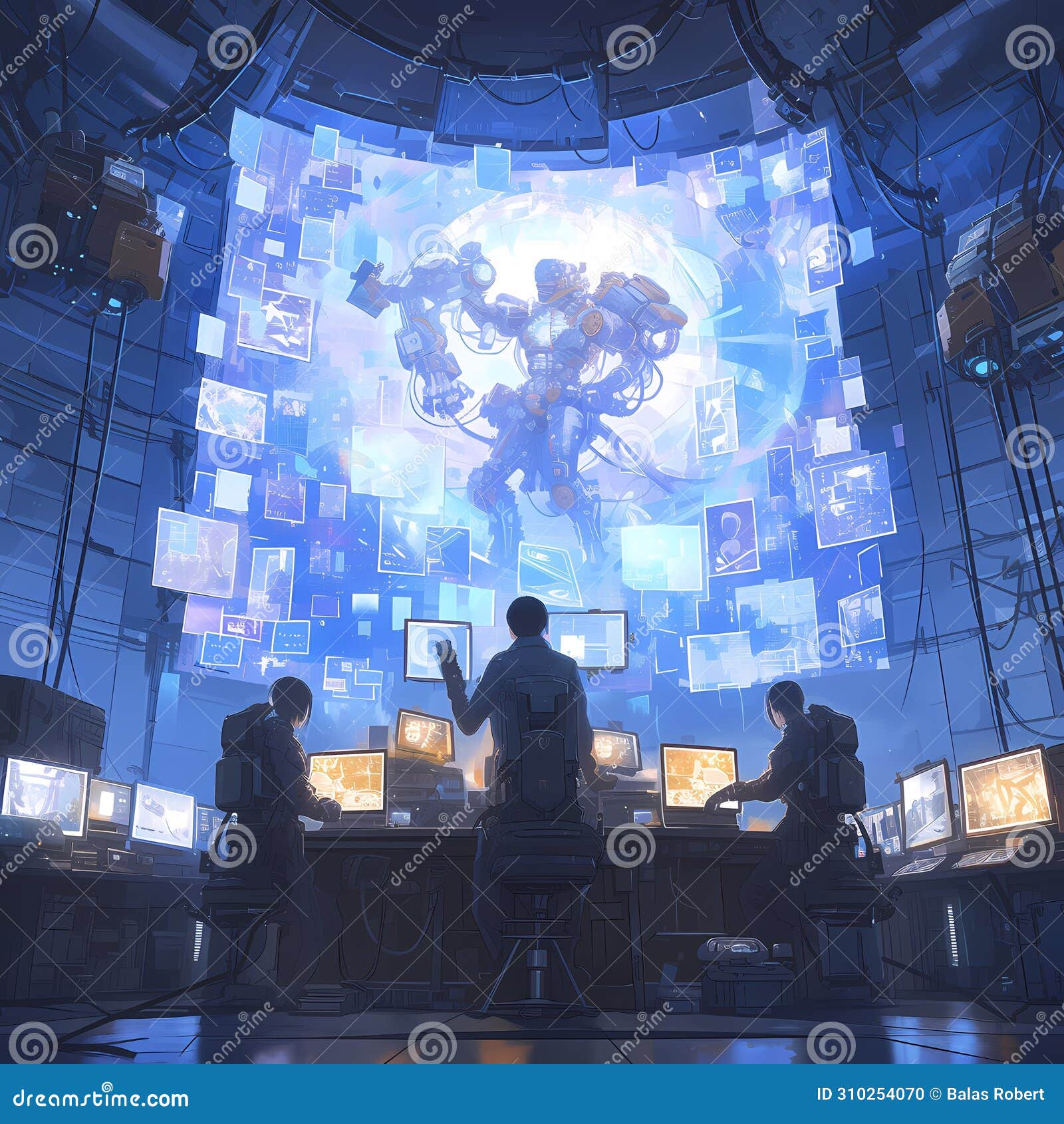 High-Tech Command Center Illustration Stock Illustration - Illustration ...