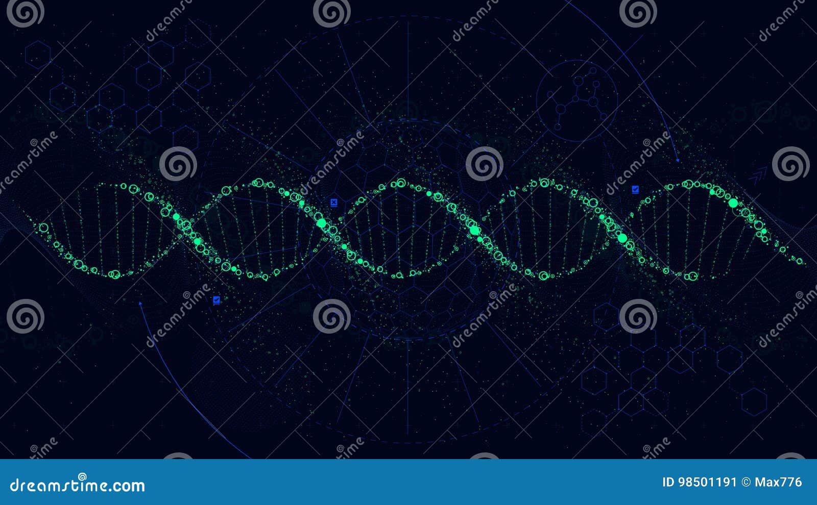 Futuristic Illustration Of The Structure Of DNA, Sci-Fi Interface ...