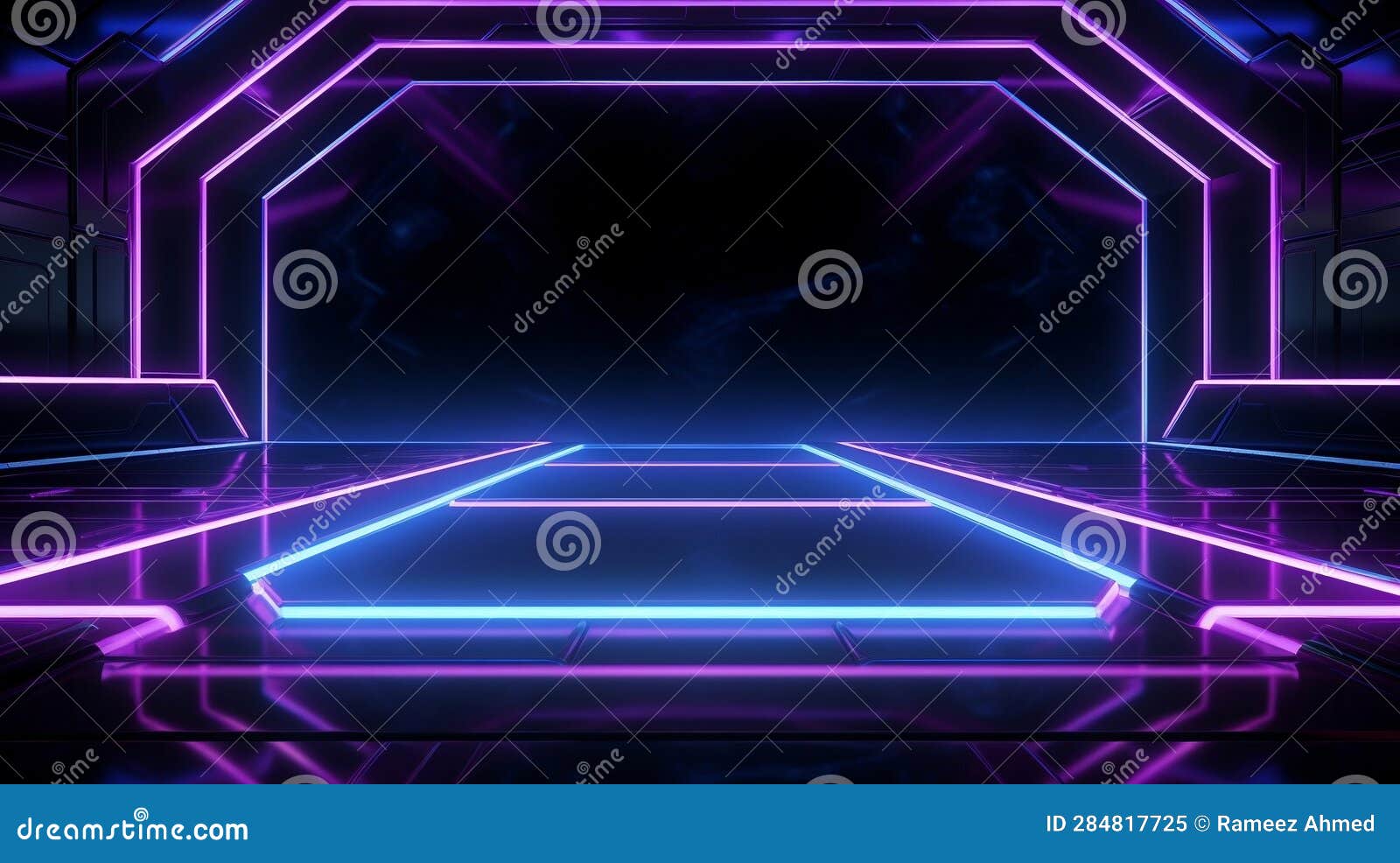 Futuristic Illustration of Technology Concept with Glowing Purple Neon ...