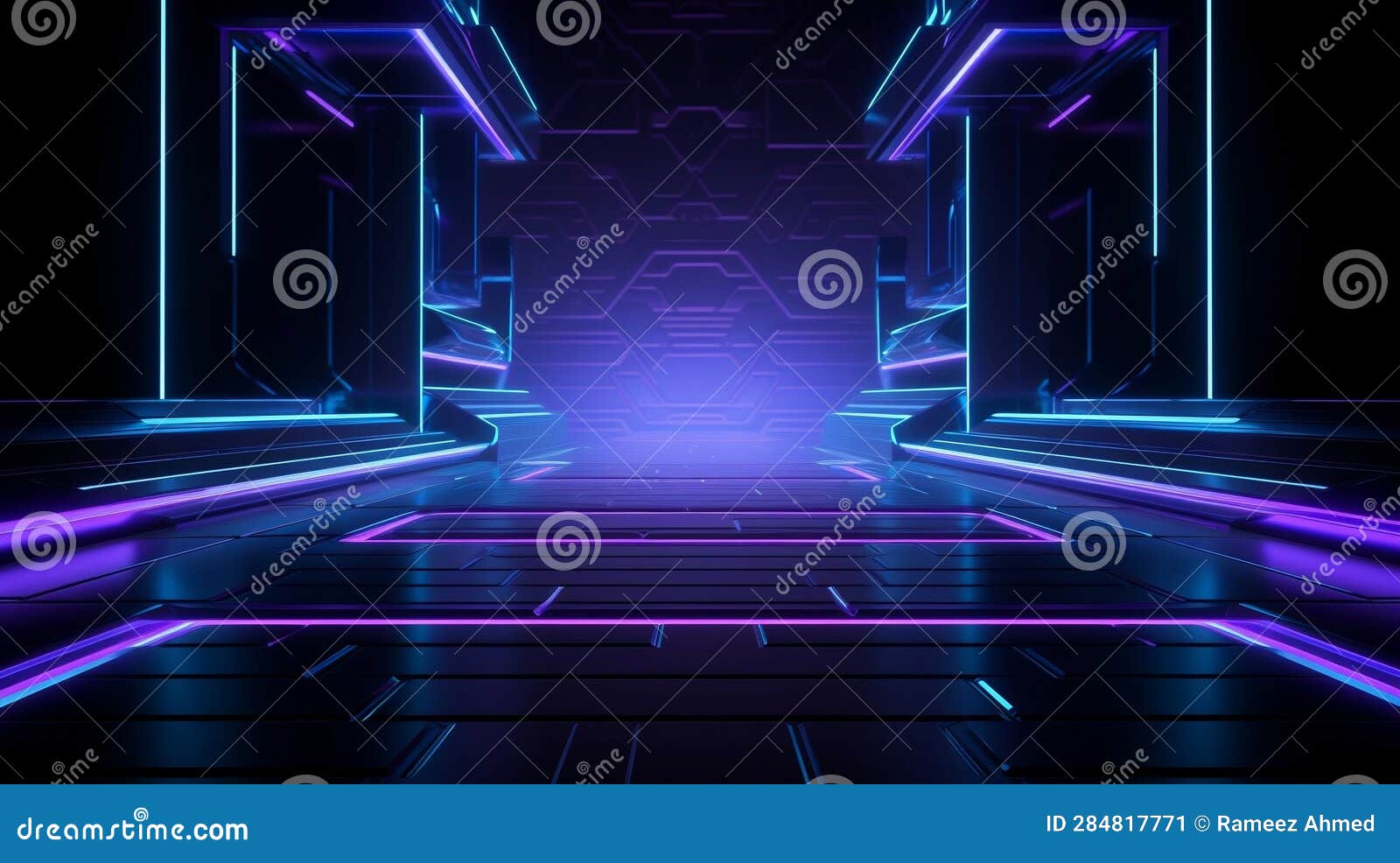 Futuristic Illustration of Technology Concept with Glowing Purple Neon ...