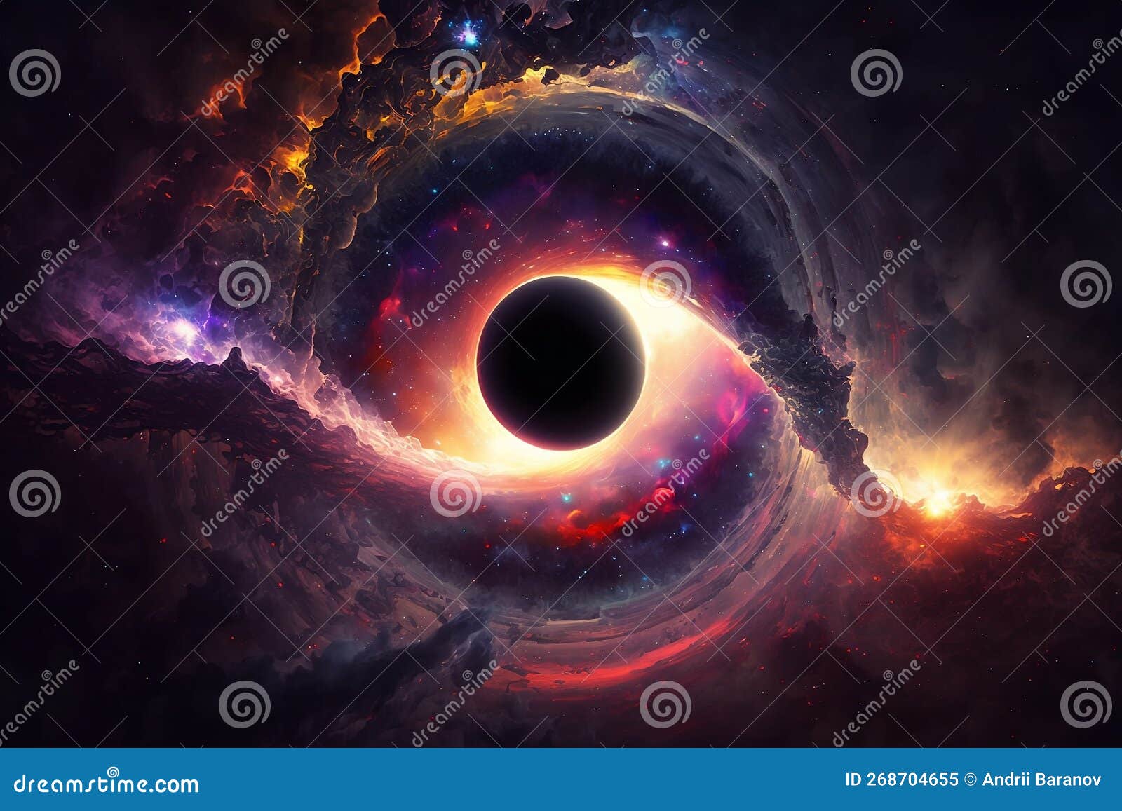 Futuristic Image of a Black Hole in Deep Space. Abstract Drawing of the ...