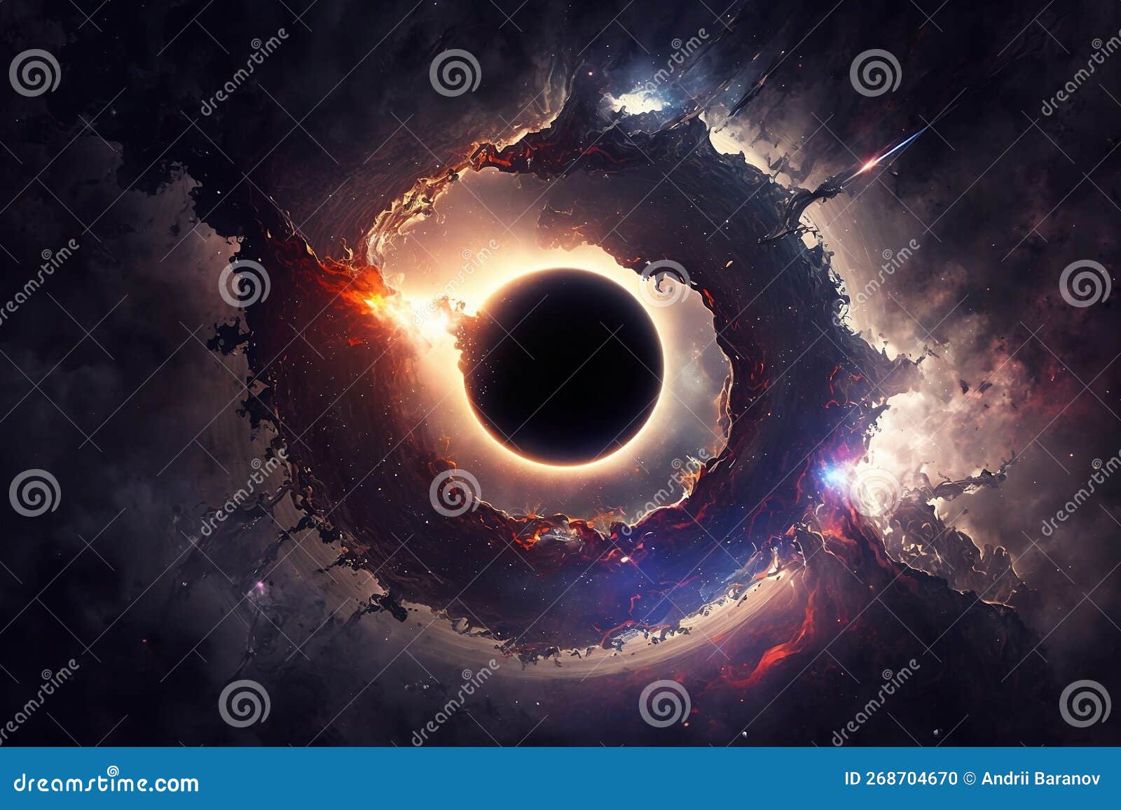 Futuristic Image of a Black Hole in Deep Space. Abstract Drawing of the ...