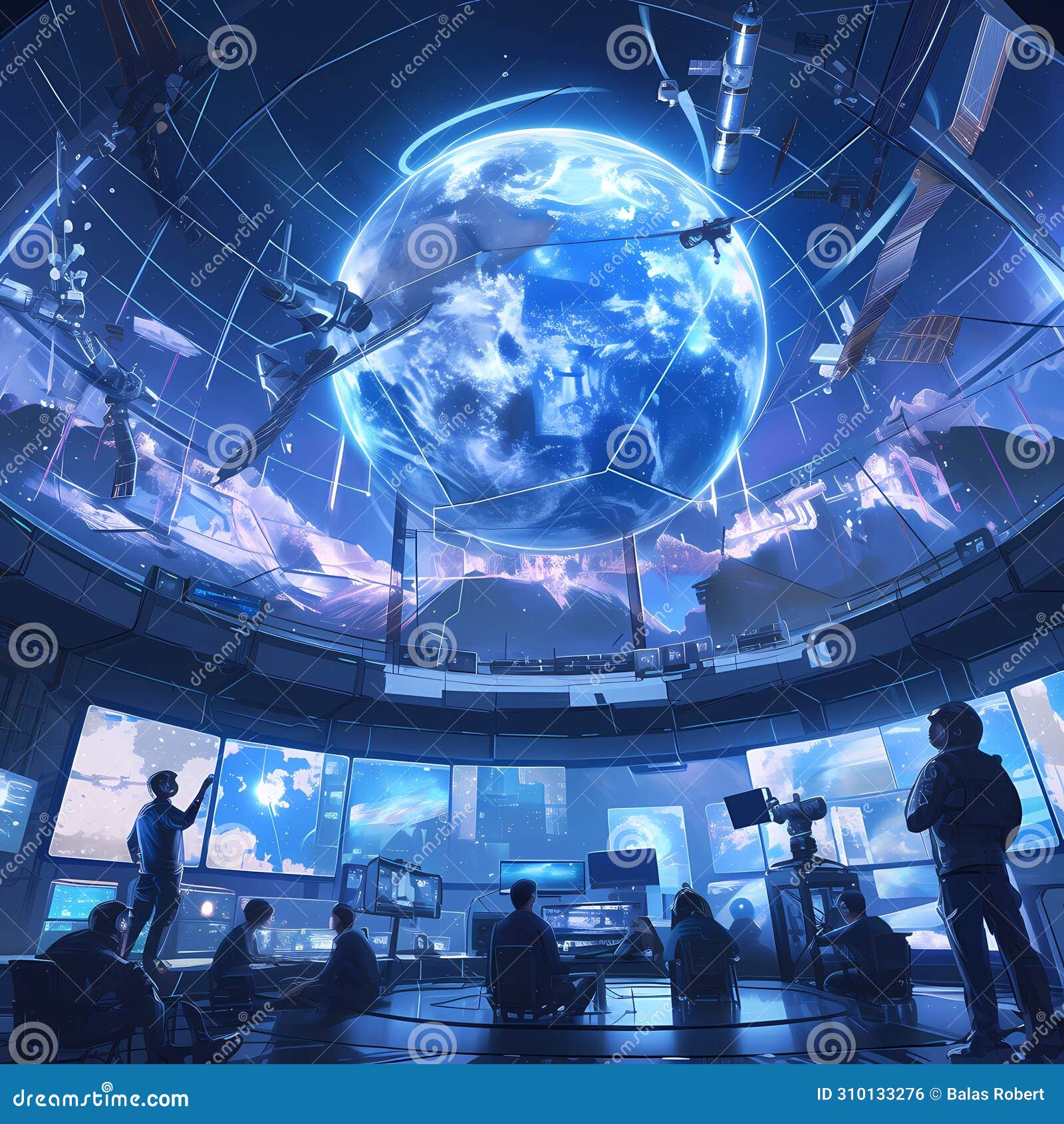 Space Command Room Control stock illustration. Illustration of control ...