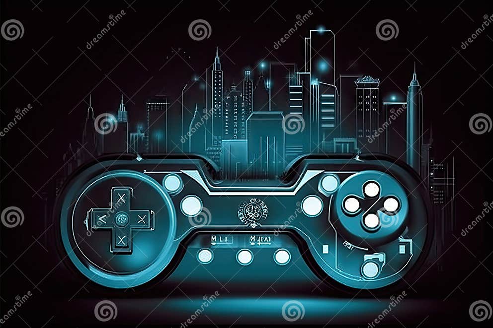 A Futuristic Image Game Controller Neon Lit Background Vivid Dynamic ...
