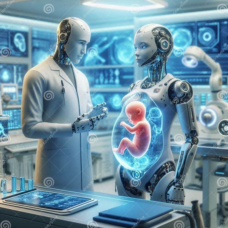Futuristic Image of High Tech Laboratory Where Scientist Developing ...