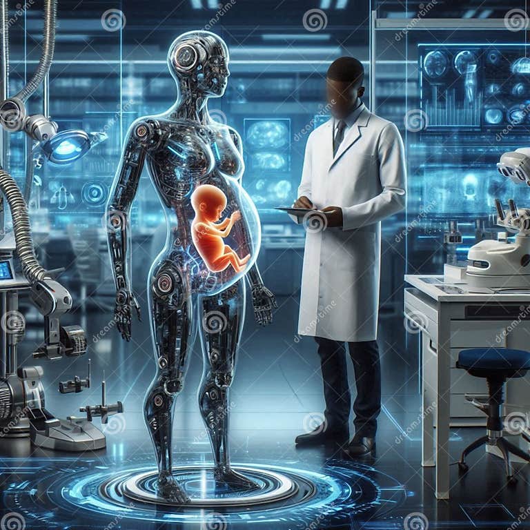 Futuristic Image of High Tech Laboratory Where Scientist Developing ...