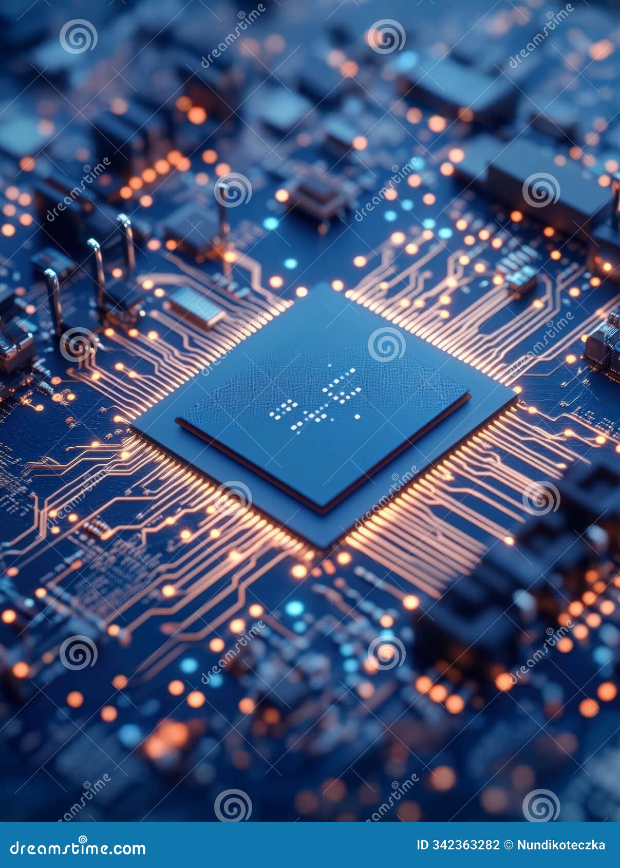 Futuristic Image of a Shining Chipset Stock Illustration - Illustration ...