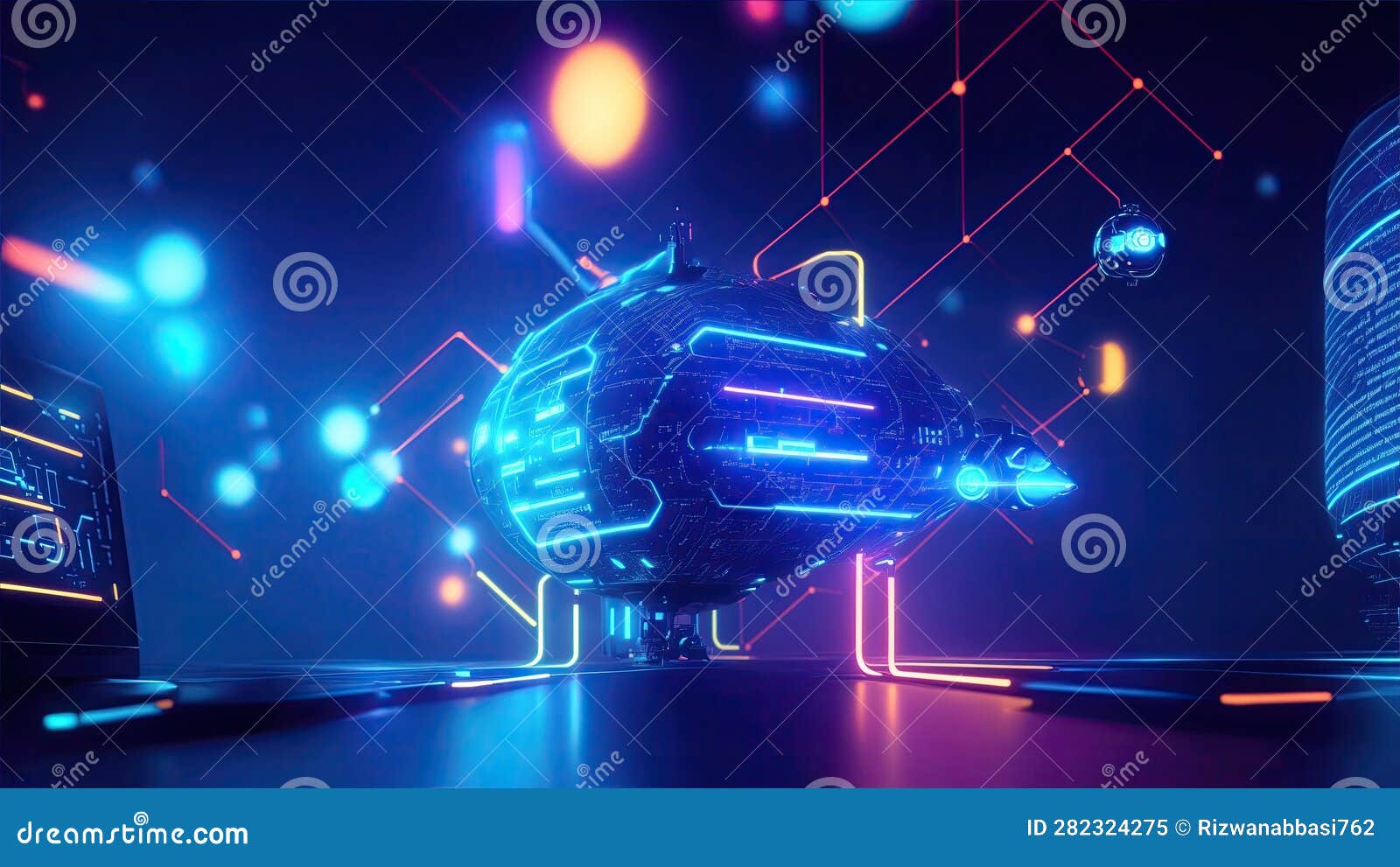A Futuristic Image Showing the Development of AI Technology from Its ...