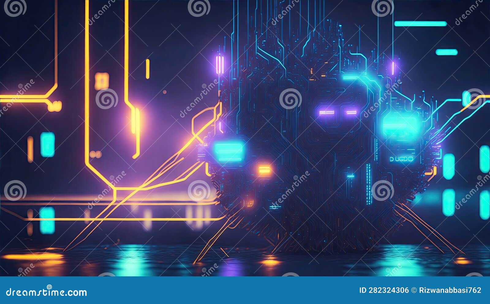 A Futuristic Image Showing The Development Of AI Technology From Its ...