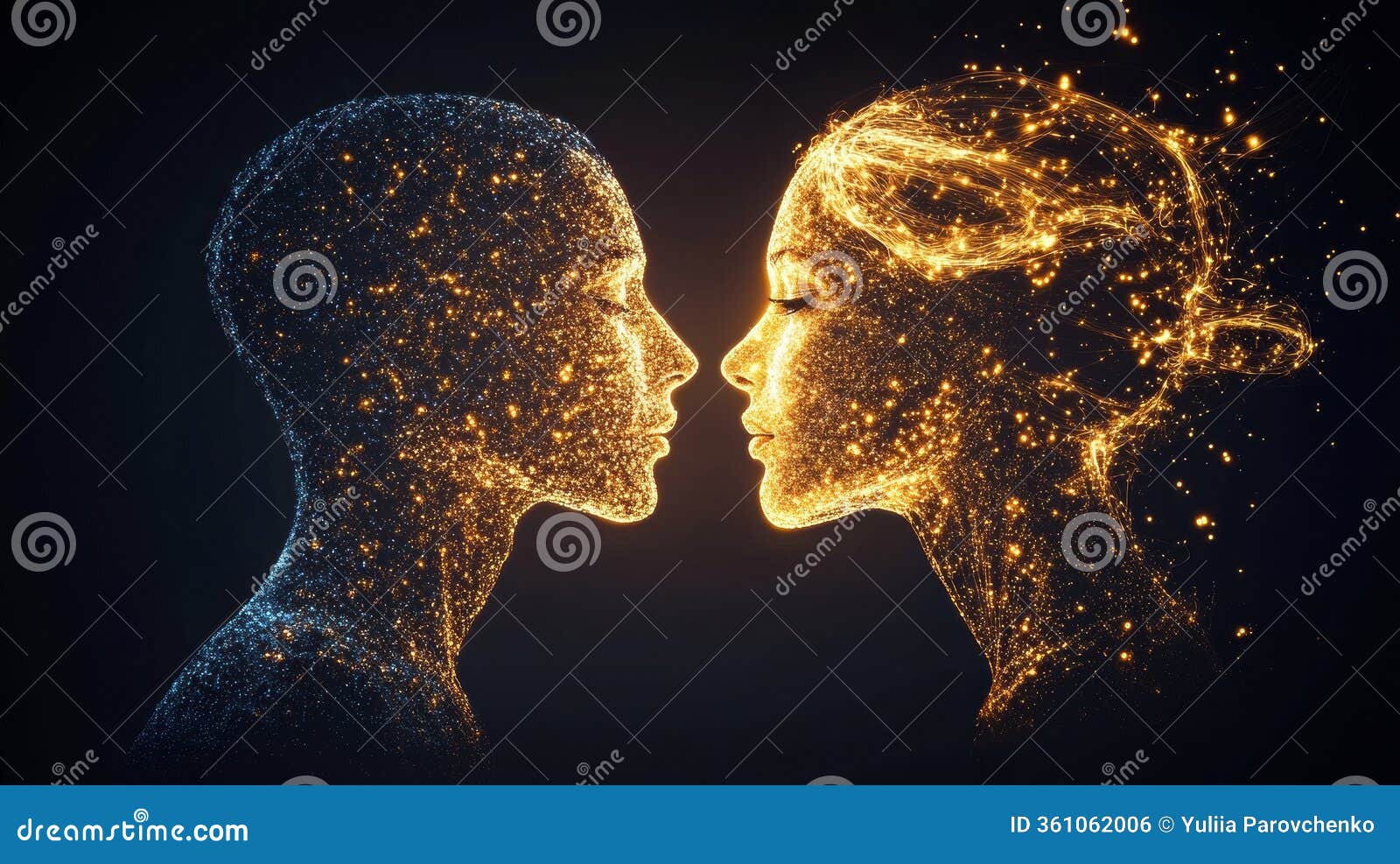 Futuristic Image of Two Human Specimens Looking at Each Other. they are ...