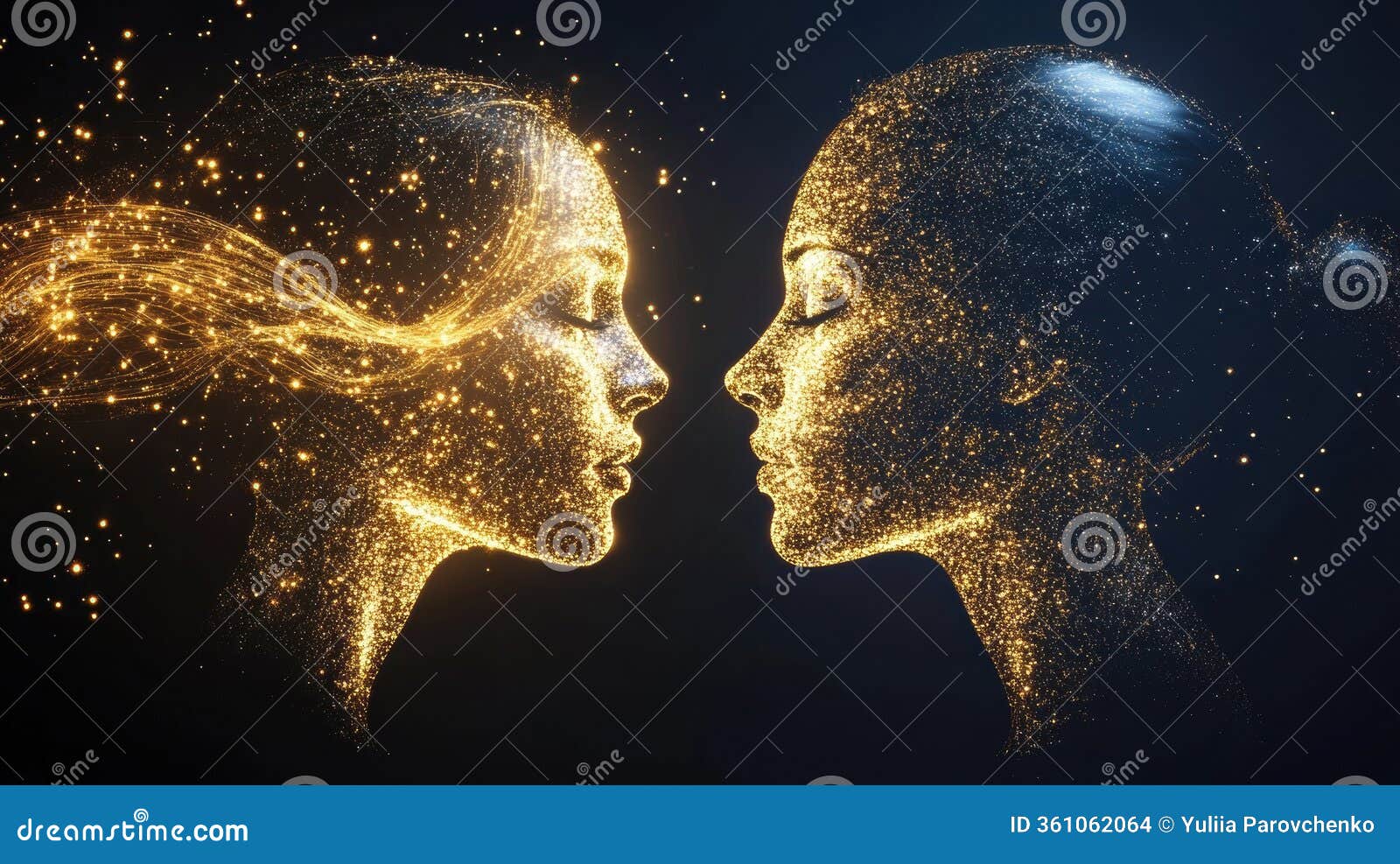 Futuristic Image of Two Human Specimens Looking at Each Other. they are ...