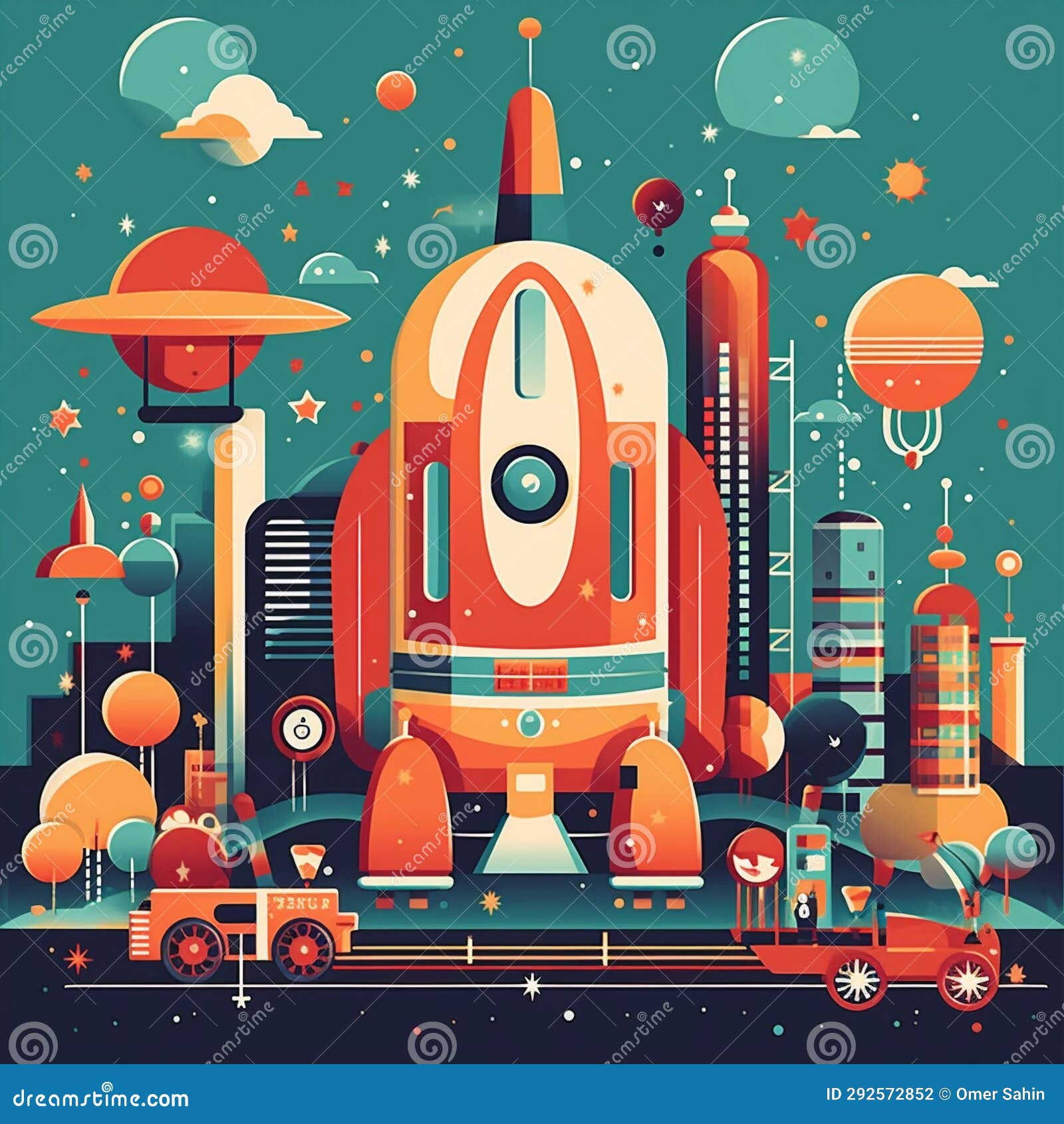 Futuristic Imaginative Parade Scene Celebrating the Progress of a ...