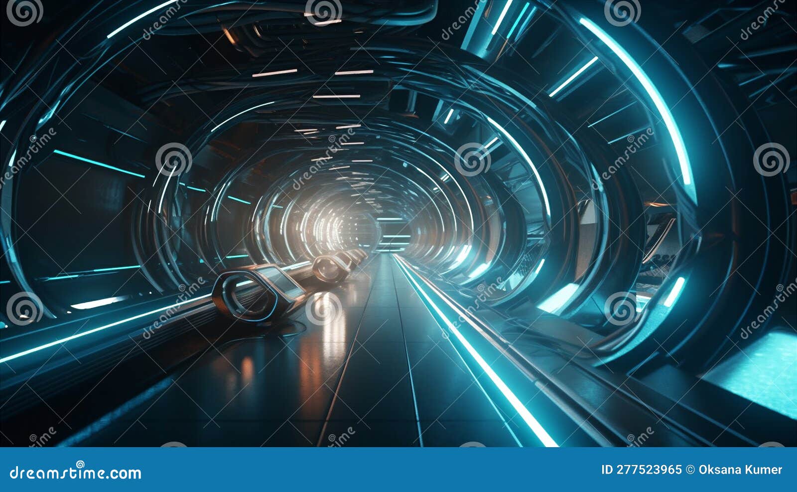 Futuristic Indoor Road with Roof, Sci-fi Futuristic Background. AI ...