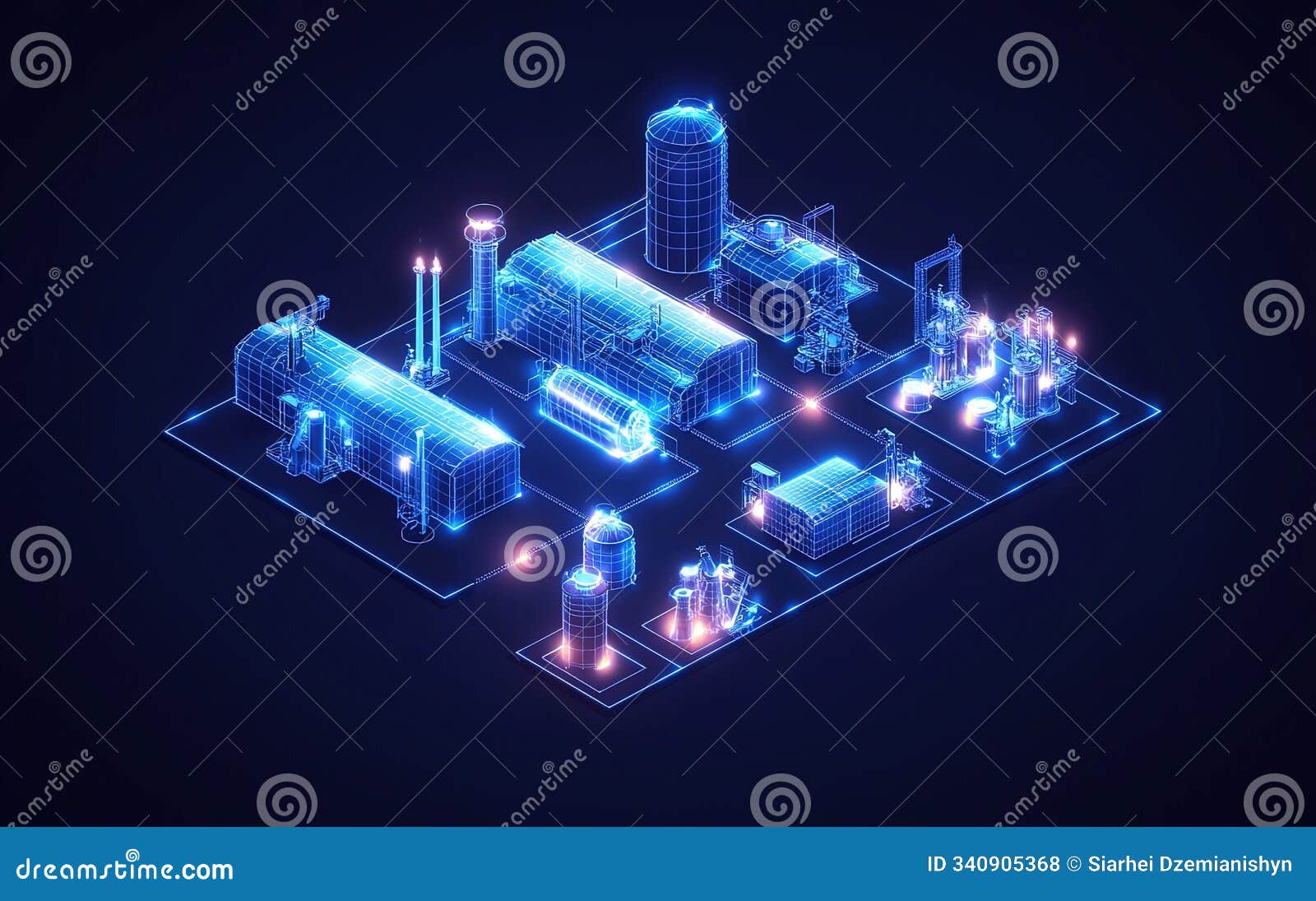 A Futuristic Industrial Complex Illustration Showcasing Advanced ...