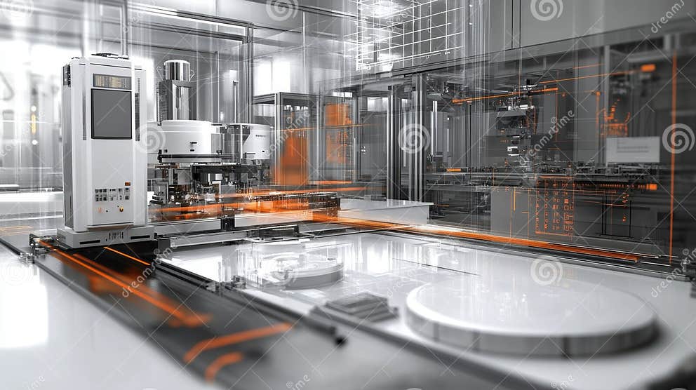 Futuristic Industrial Manufacturing Plant with Automated Machinery and ...