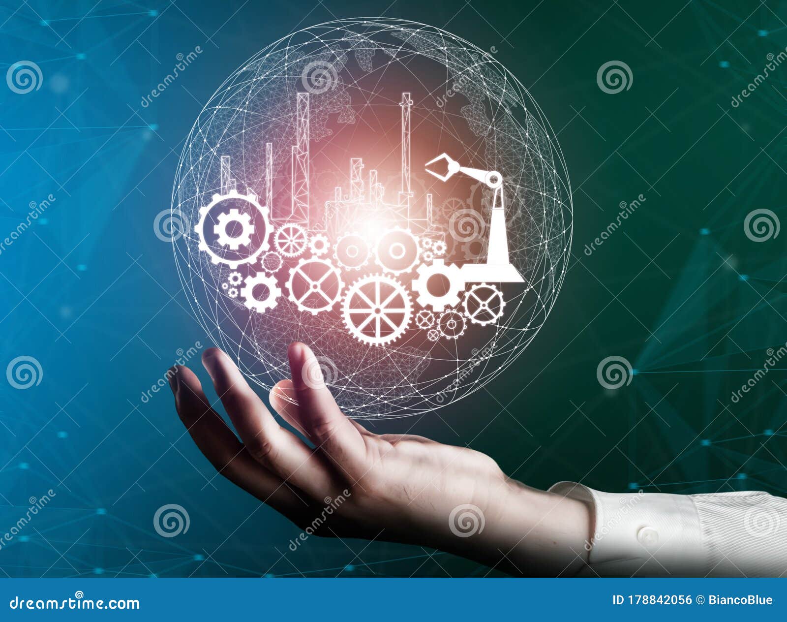 Futuristic Industry 4.0 Engineering Concept Stock Illustration ...