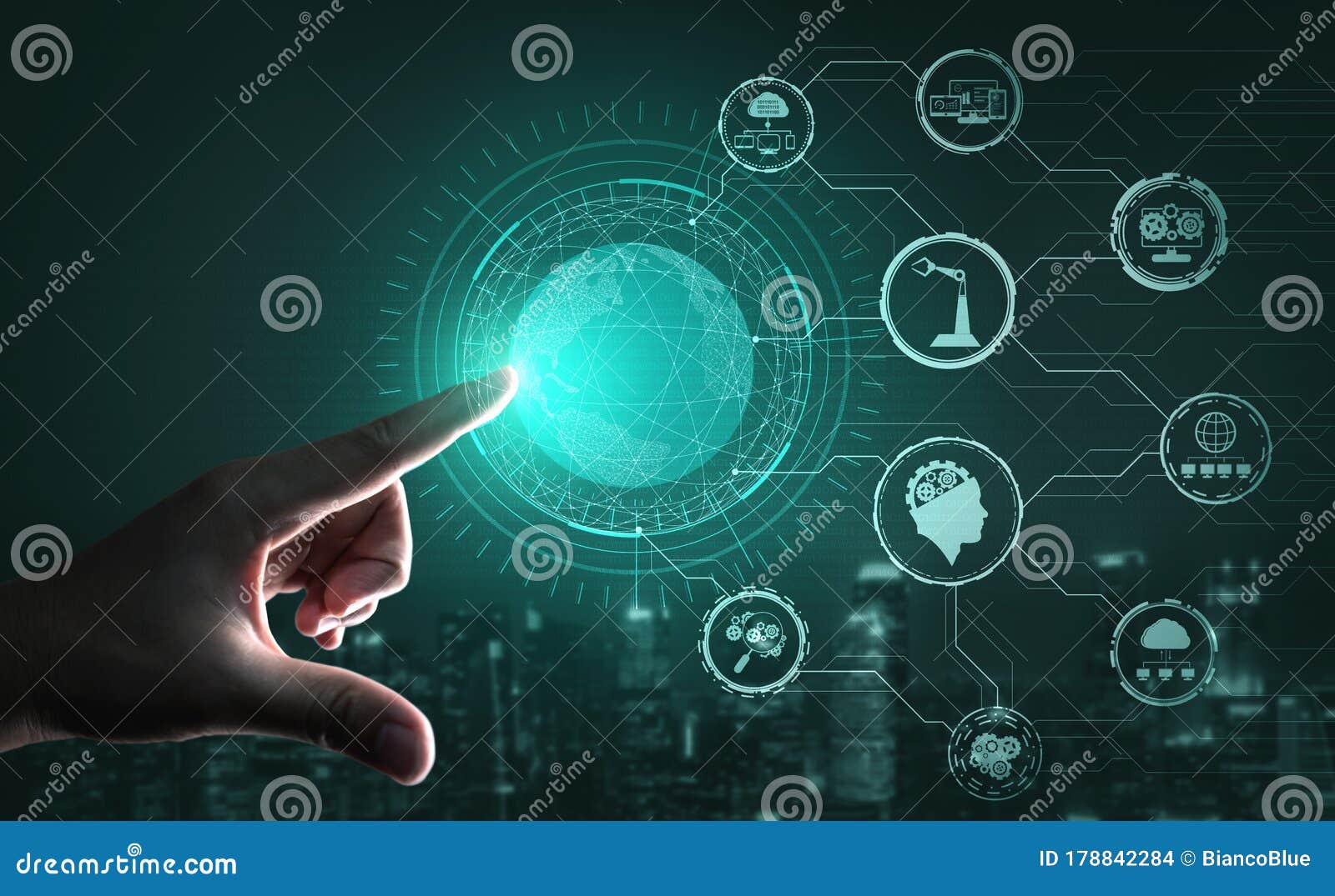 Futuristic Industry 4.0 Engineering Concept Stock Illustration ...