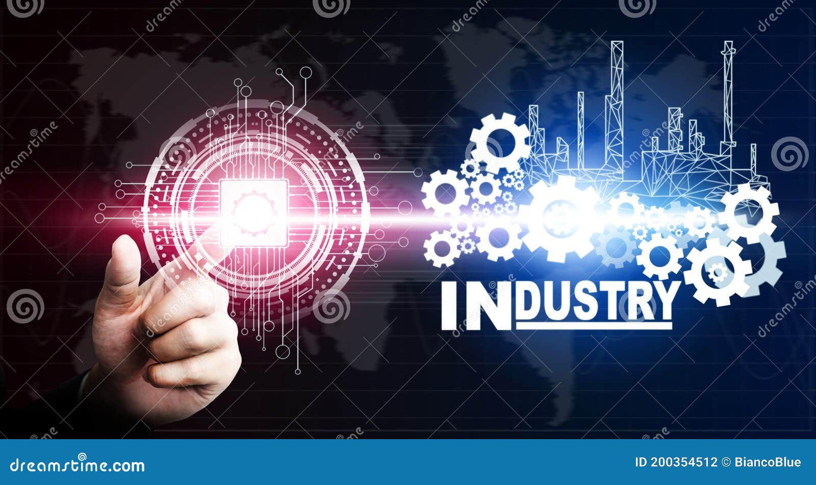 Futuristic Industry 4.0 Engineering Concept. Stock Illustration ...