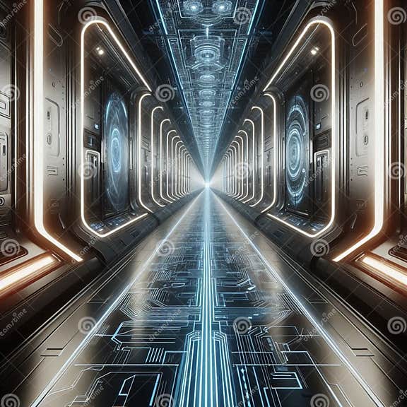 Futuristic Infinity Corridor Stock Illustration - Illustration of ...
