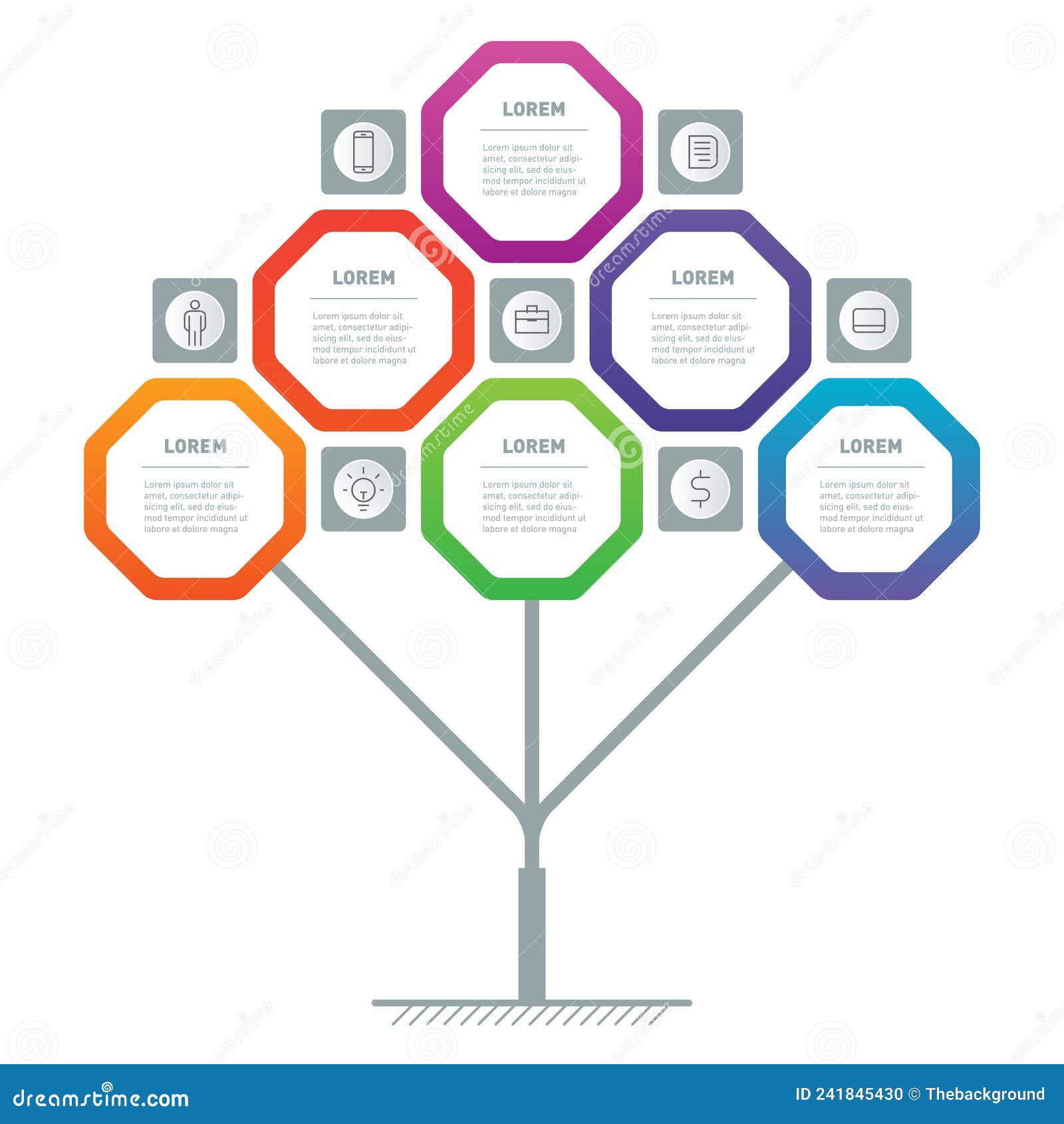 Futuristic Infographic of 6 Components. Pyramidal Structure Stock ...