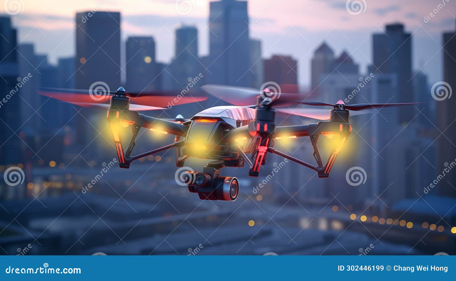 Sleek and Automated Drone Navigating Skyscrapers Stock Illustration ... Sleek and Automated Drone Navigating Skyscrapers Stock Illustration ...