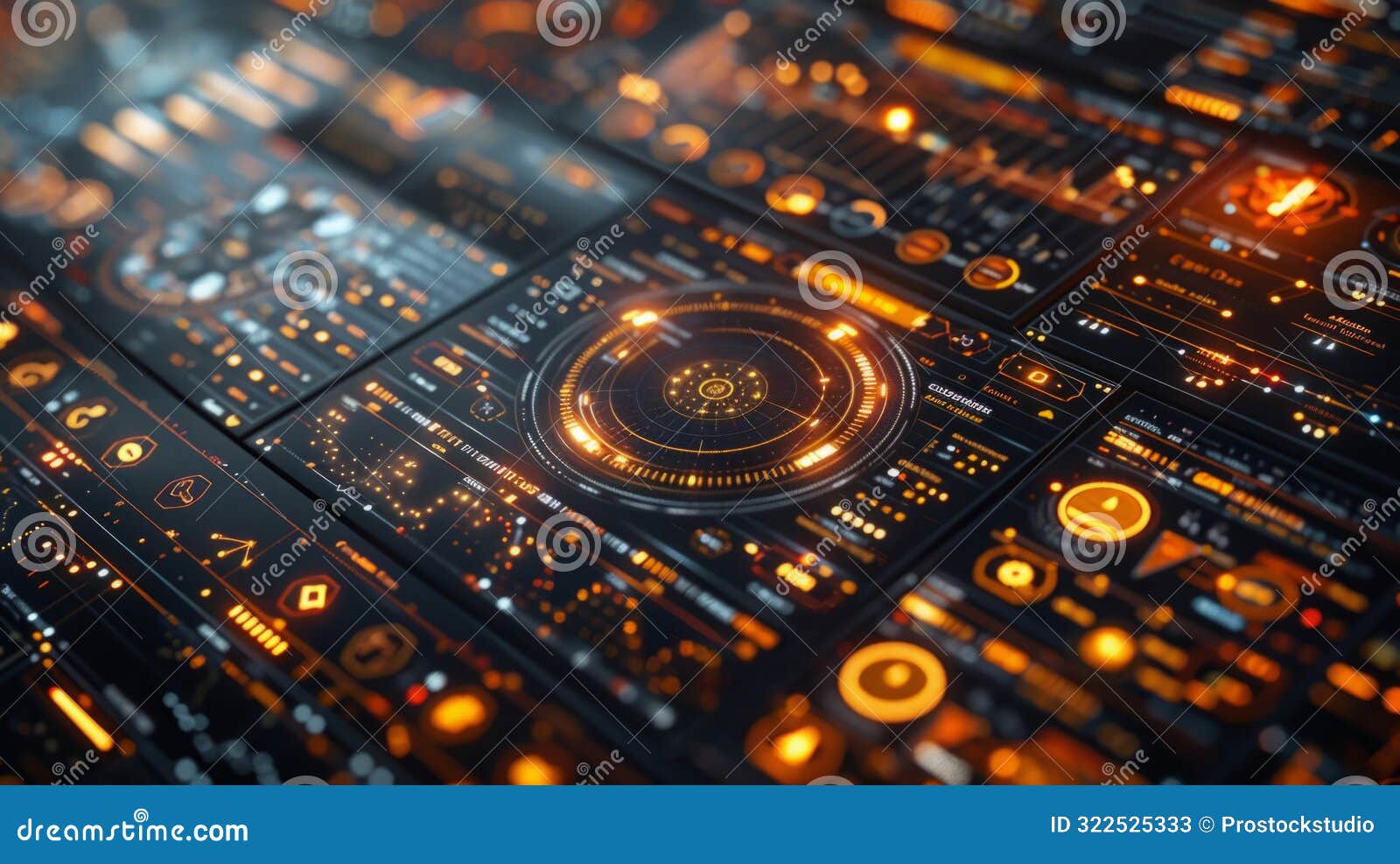 Futuristic Interface Design with Orange and Black Color Scheme Stock ...