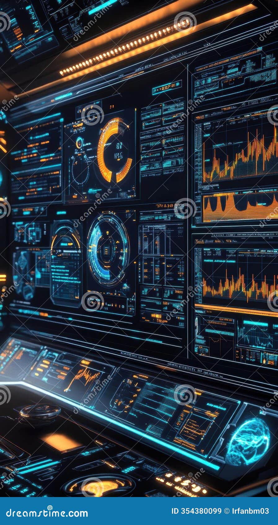 Futuristic Interface, Digital Data Streams and Visualizations Stock ...