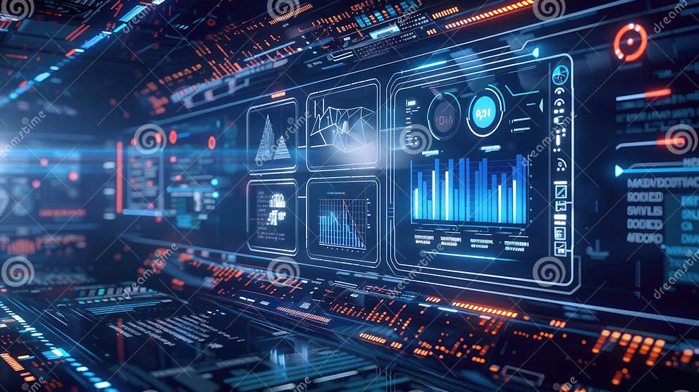 A Futuristic Interface Displaying AI Insights and Data Analytics on a Digital Screen. AI ...