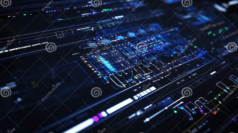 Futuristic Interface Displaying Complex Data Analysis and Building ...
