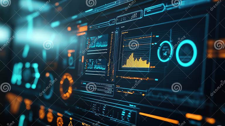 Futuristic Interface Displaying Complex Data Analysis and Performance Metrics Stock Photo ...