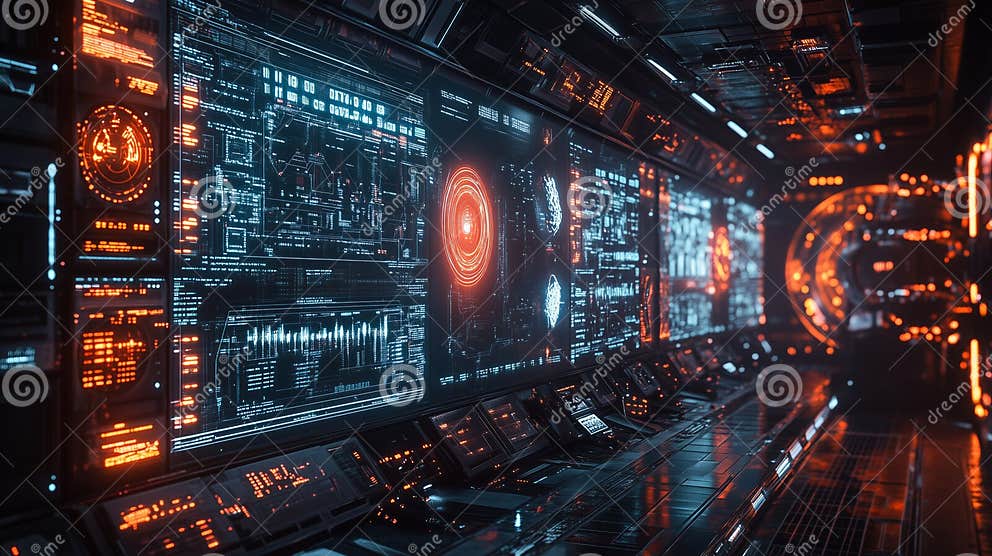 A Futuristic Interface Displays Complex Data Related To Quantum Cryptography Stock Image - Image ...