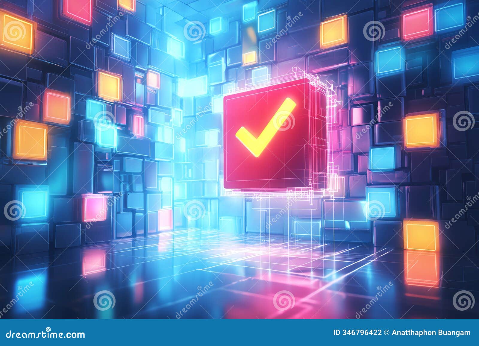 The Glowing Checkmark Symbol Radiates Soft Light, Adding Warmth To The ...