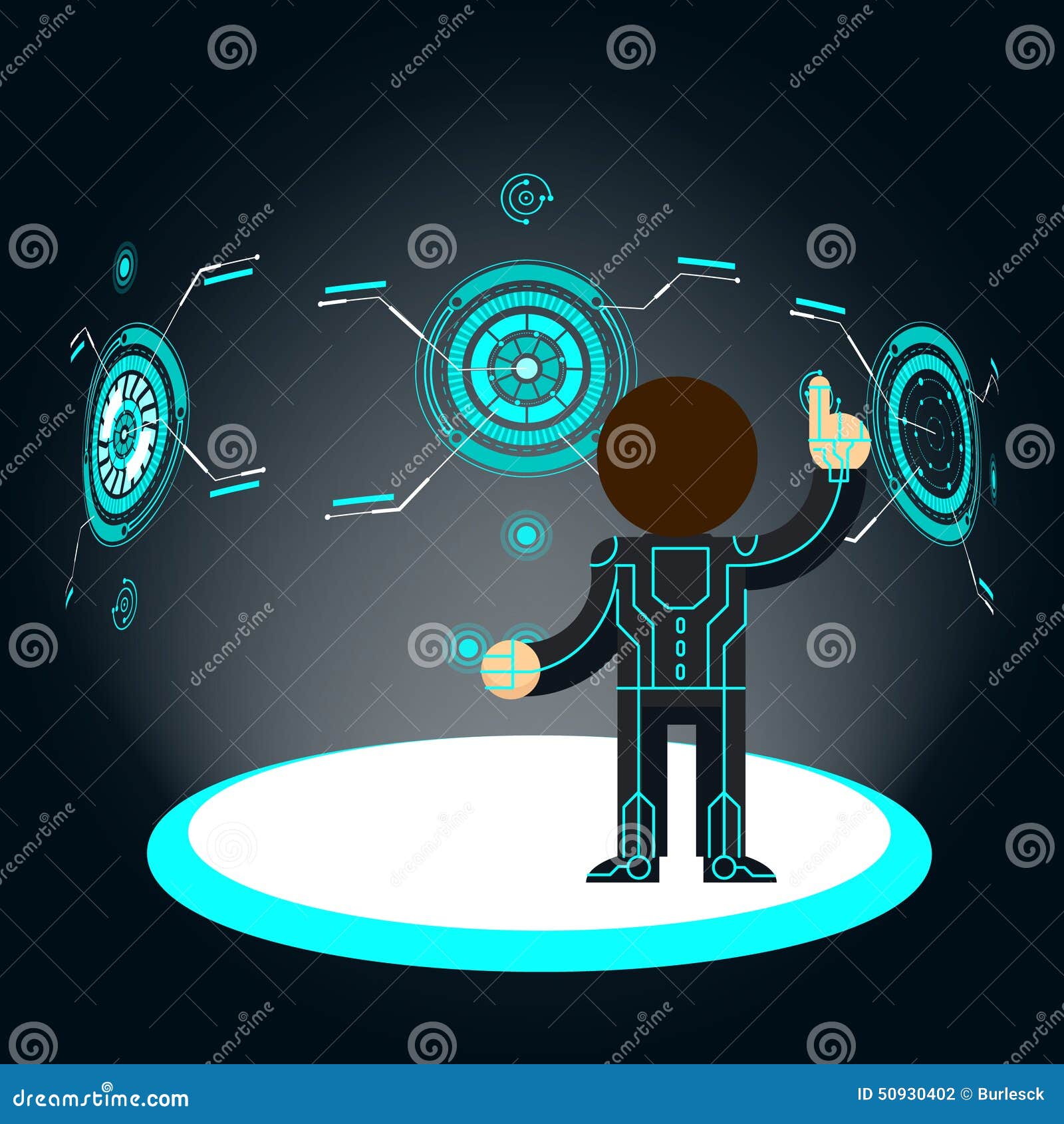 Futuristic Interface. Man Pushes Button Stock Vector - Illustration of ... Futuristic Interface. Man Pushes Button Stock Vector - Illustration of ...